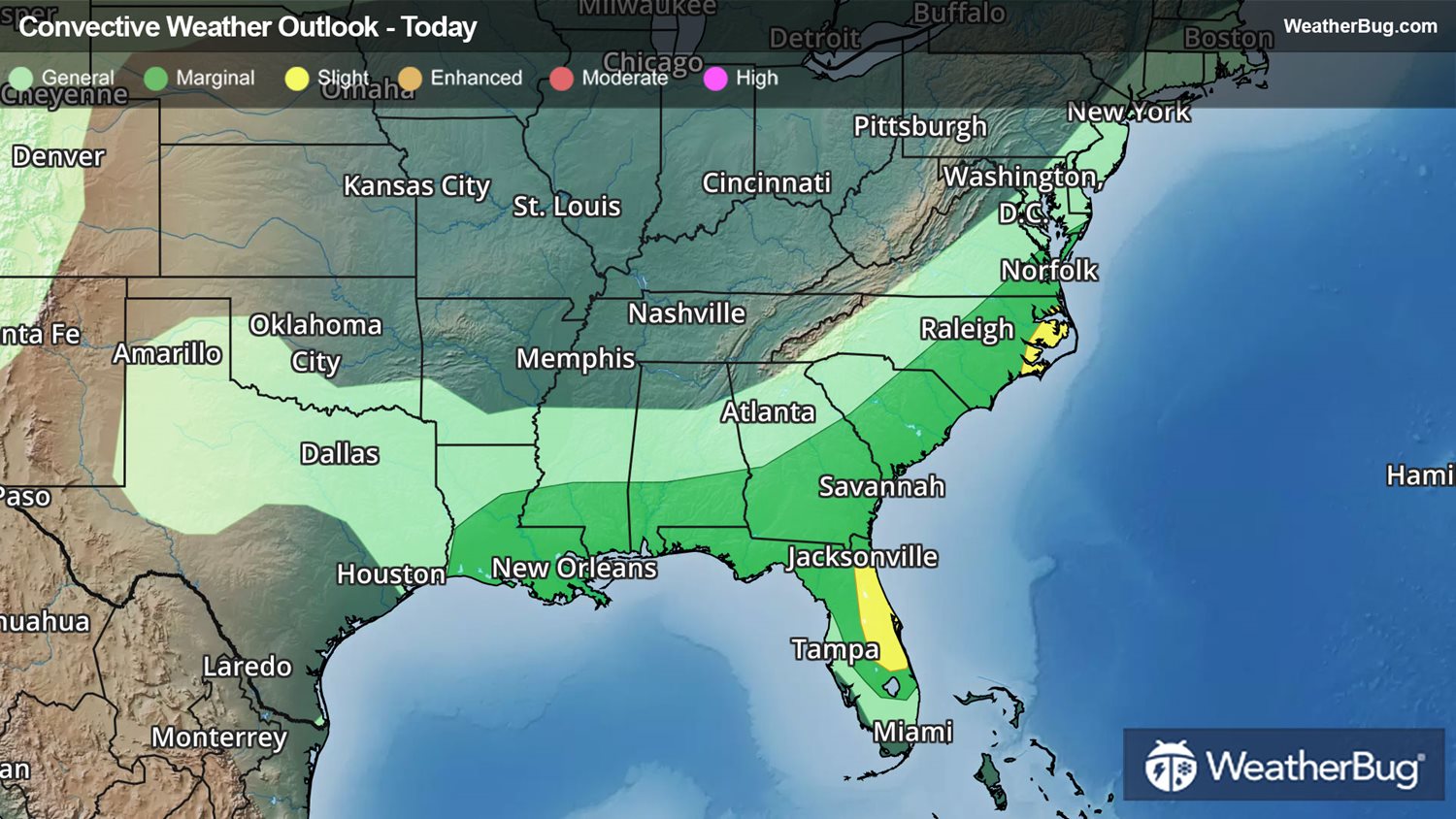 Gusty Storms Rumble Across the Southeast, South Today | WeatherBug ...