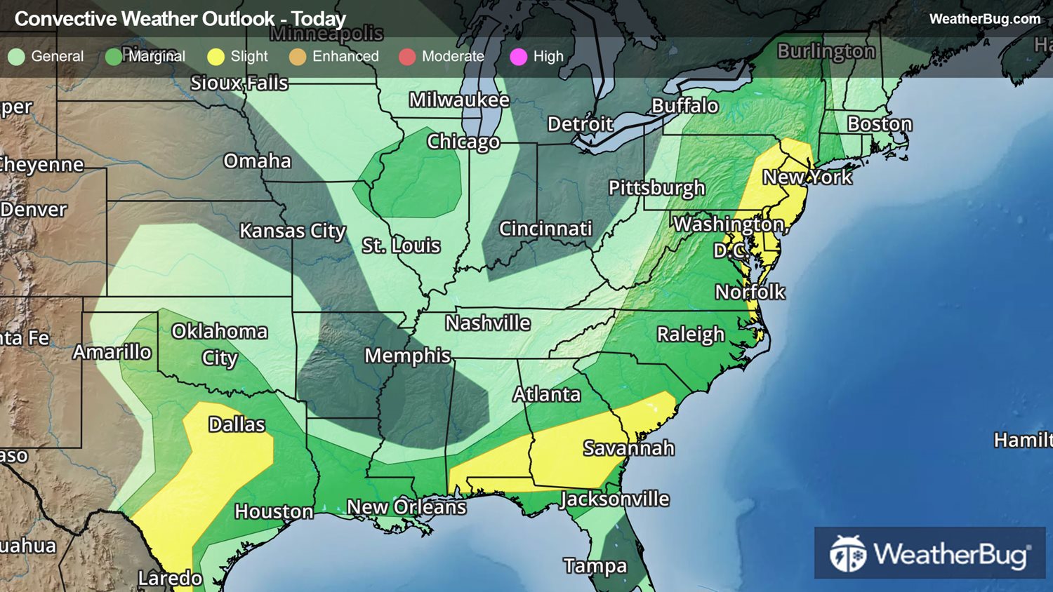 Eastern, Southern U.S. Brace For Active Evening, Overnight | WeatherBug | WeatherBug