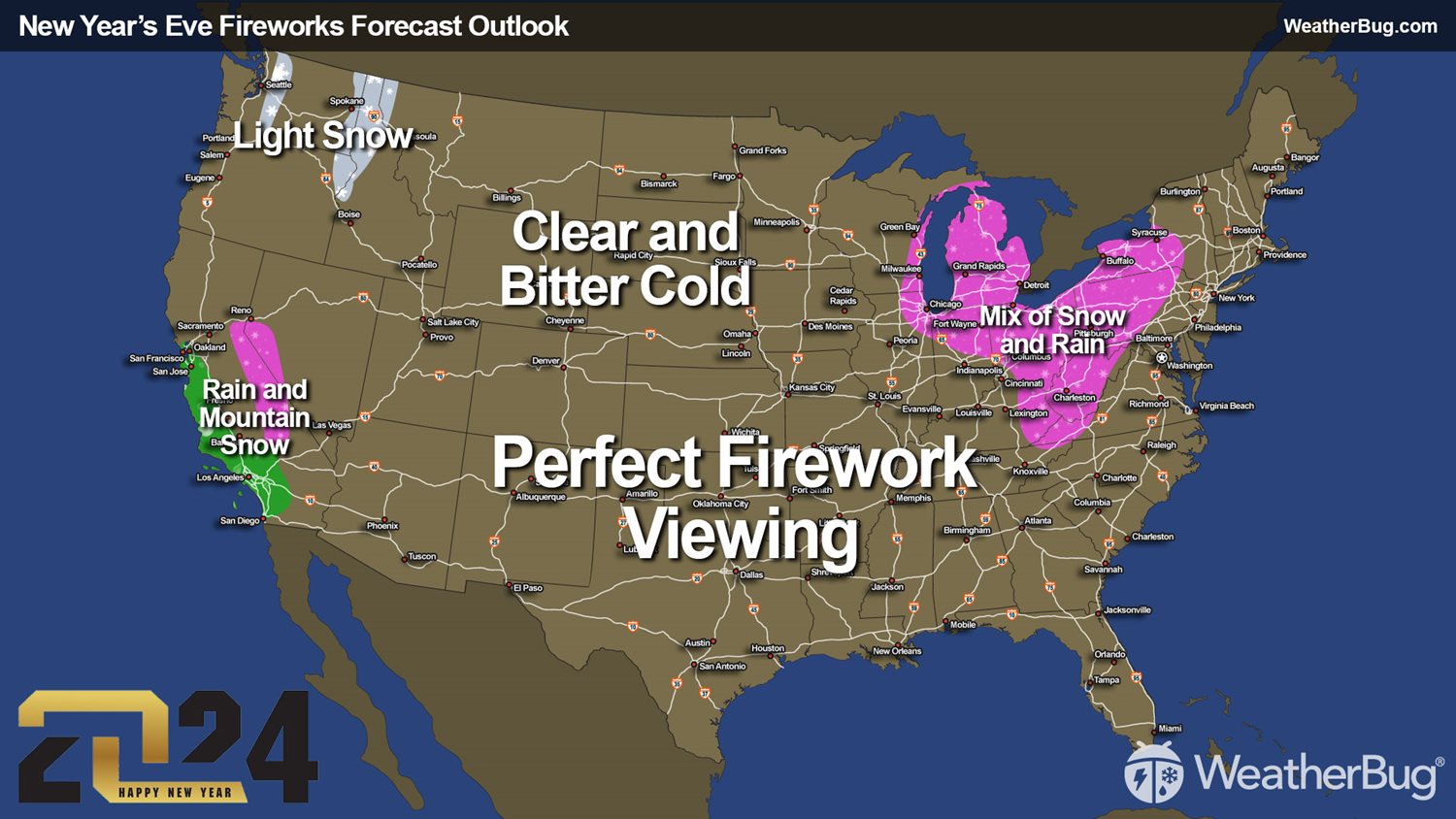 New Year's Eve Fireworks Forecast Outlook: Looking Good for Most of The Country | WeatherBug ...