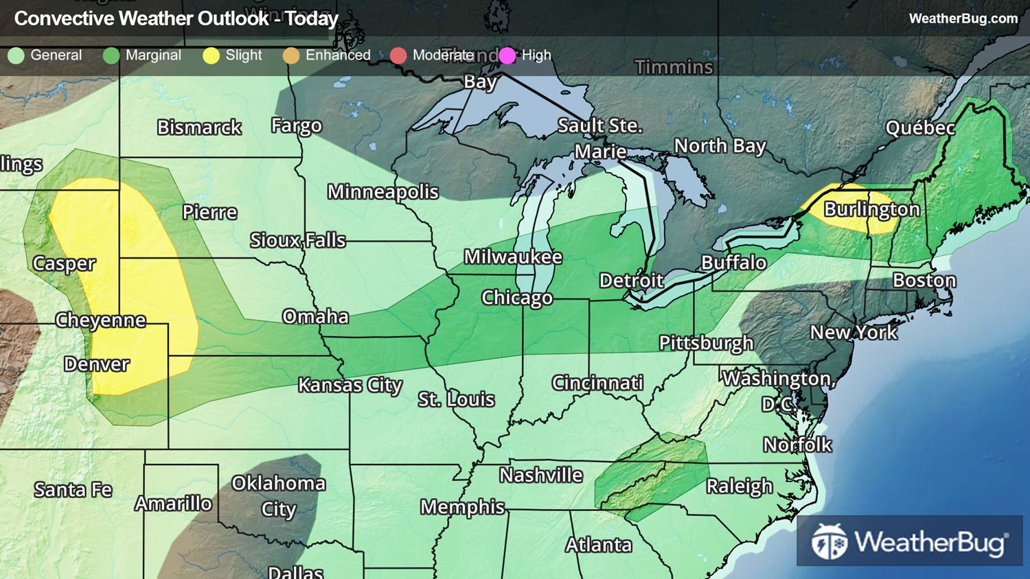 Potentially Severe Thunderstorms Stretch from the High Plains to Northern New England ...