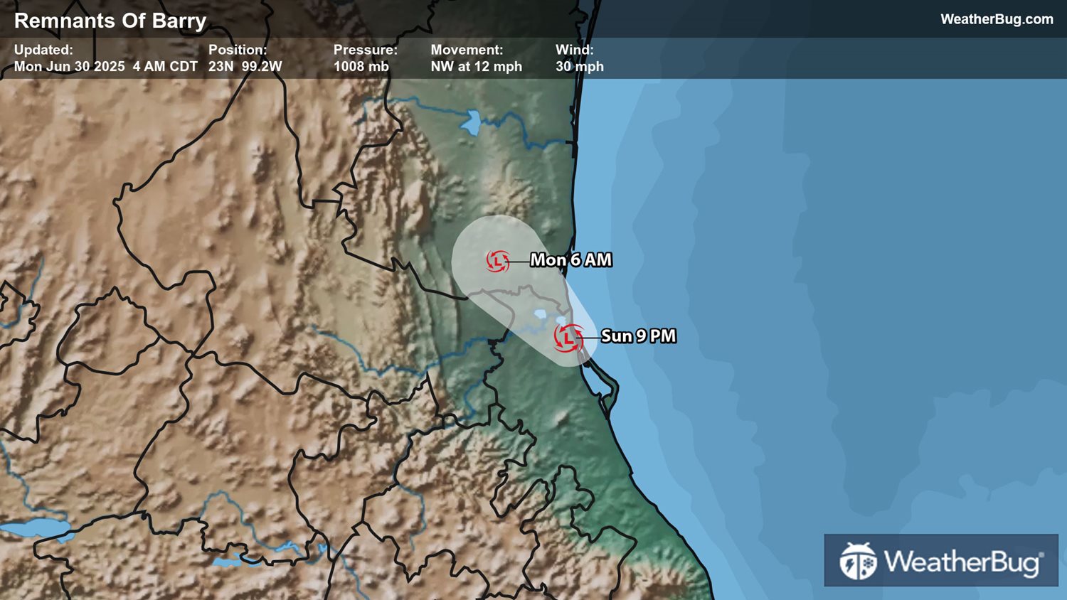Barry Makes Landfall As Tropical Depression Over Eastern Mexico ...