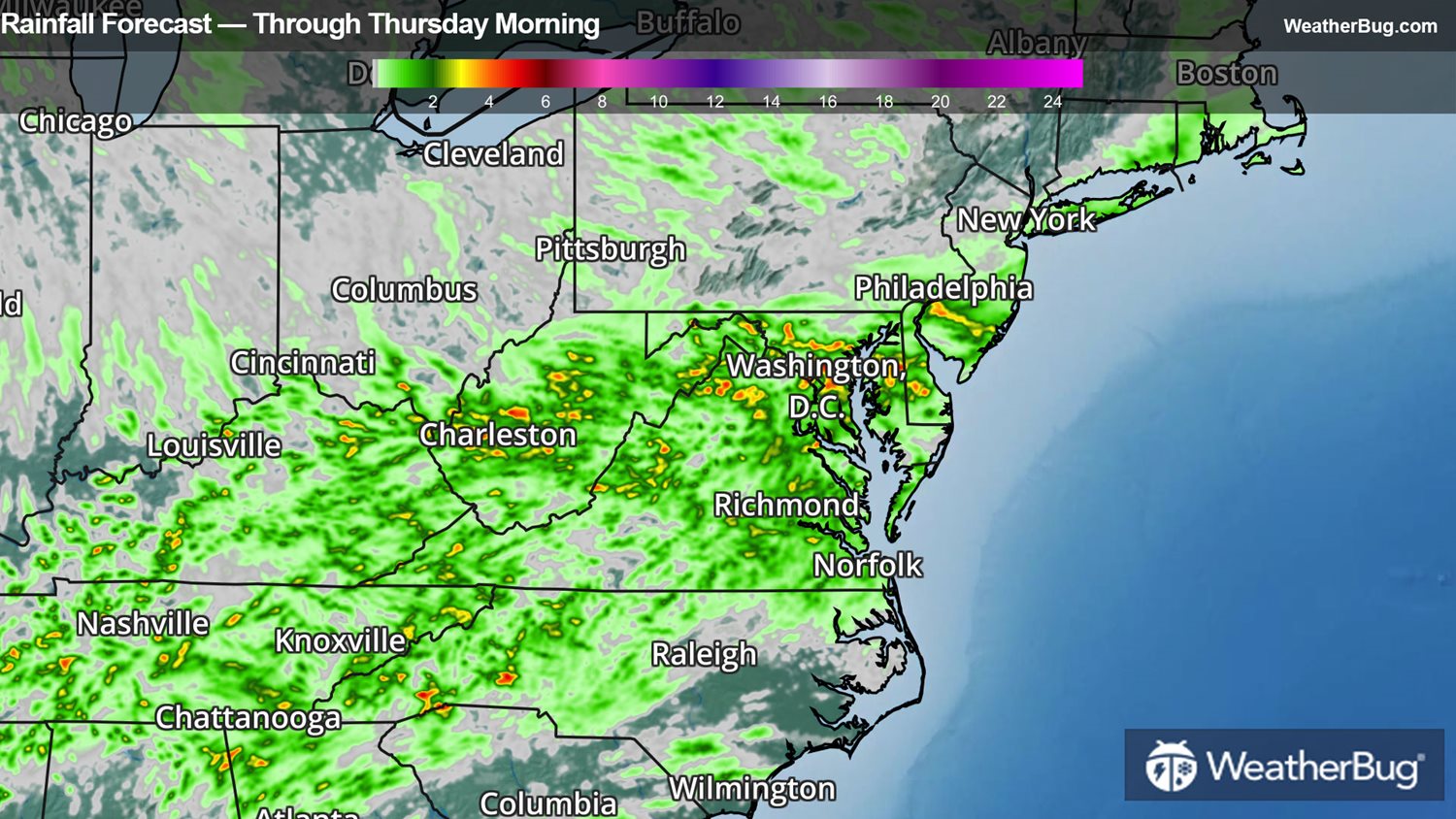 Downpours, Flooding Head to Mid-Atlantic | WeatherBug