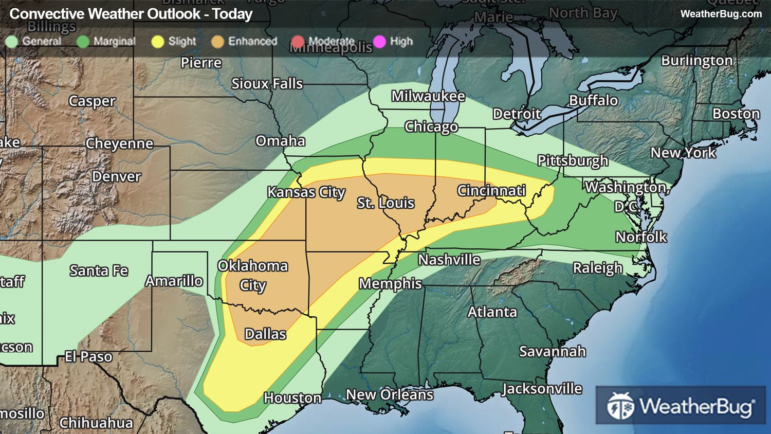 Dangerous Thunderstorms Threaten Nation's Midsection | WeatherBug