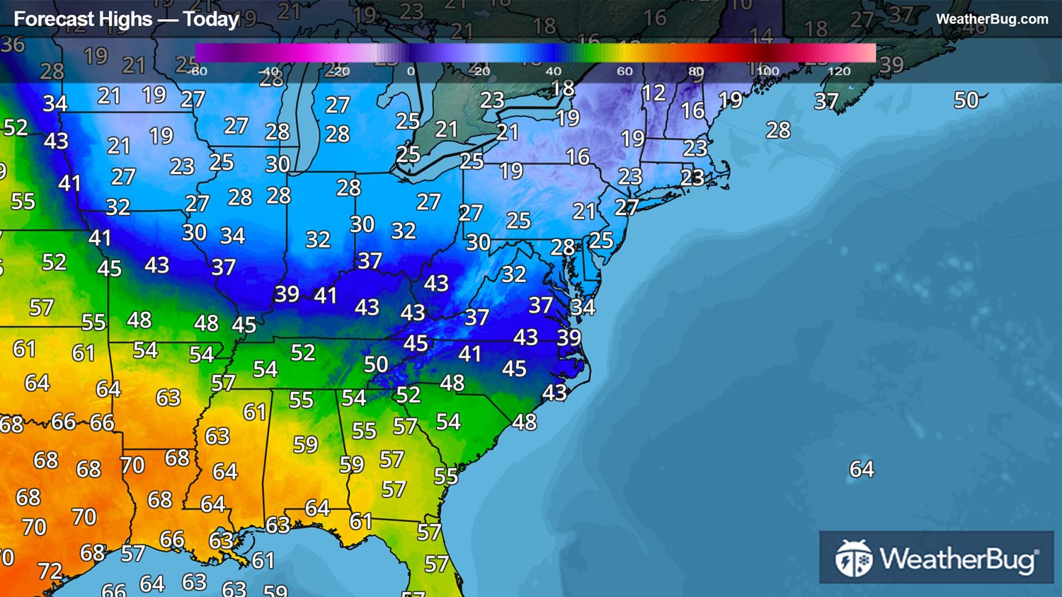 Strong Push Of Cold Air Hits Eastern U.S. | WeatherBug